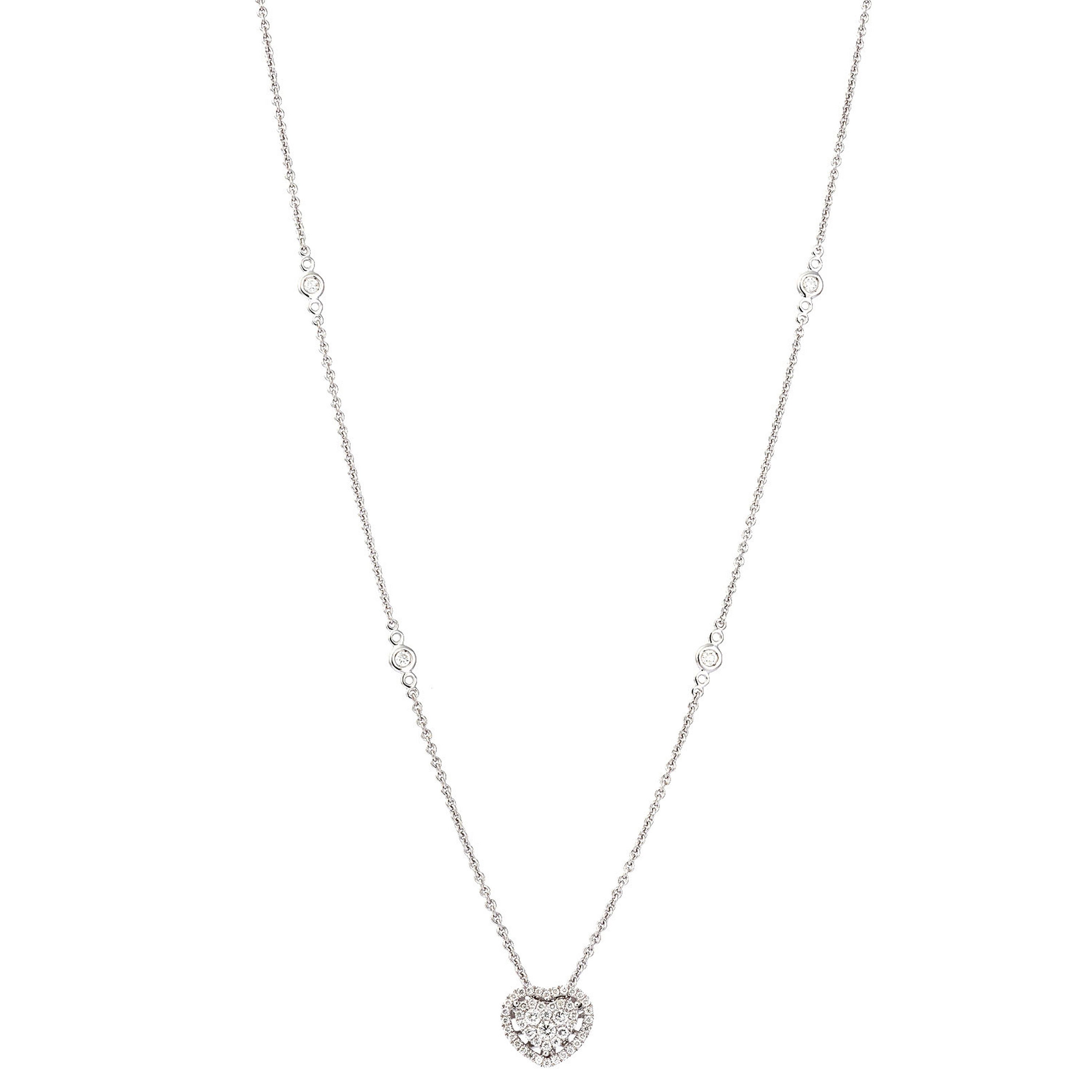 Pandantiv inima cu lant din aur 18K cu 0,63 ct diamante naturale