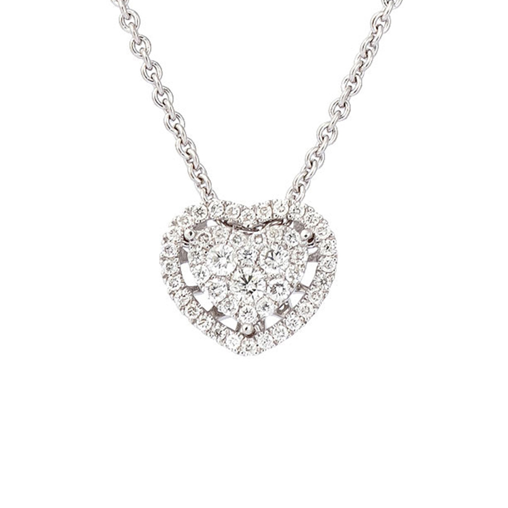 Pandantiv inima cu lant din aur 18K cu 0,63 ct diamante naturale