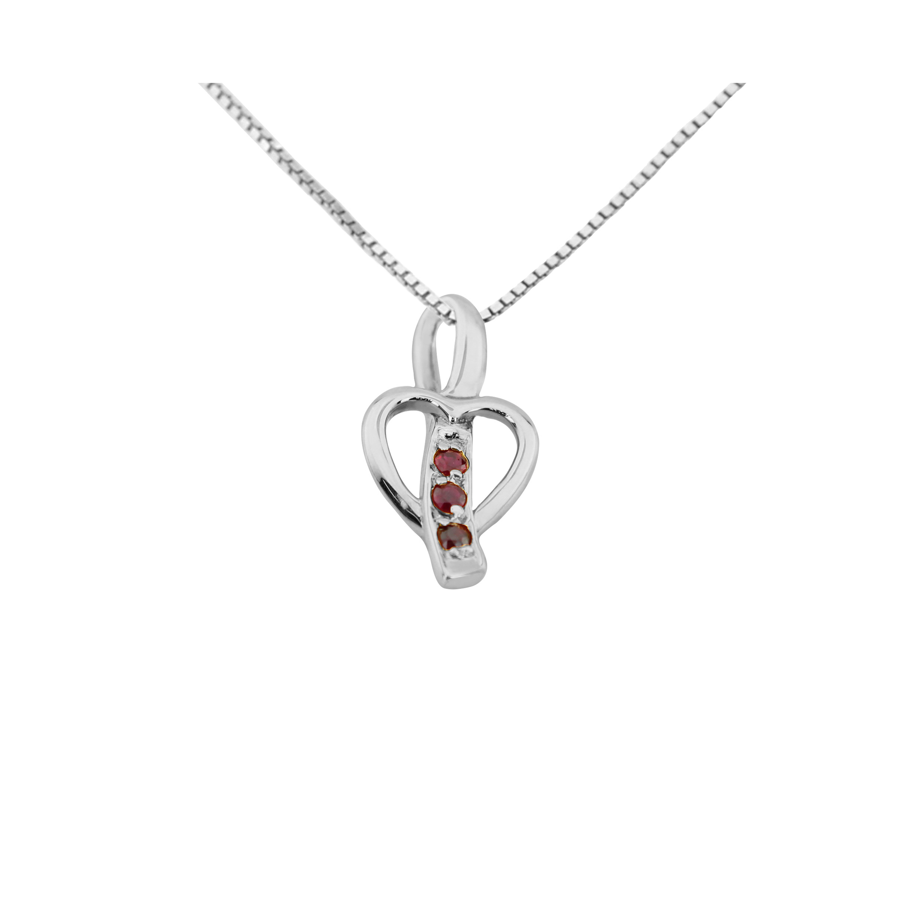 Pandantiv inima cu lant din aur 18K cu 0,12 ct rubine naturale