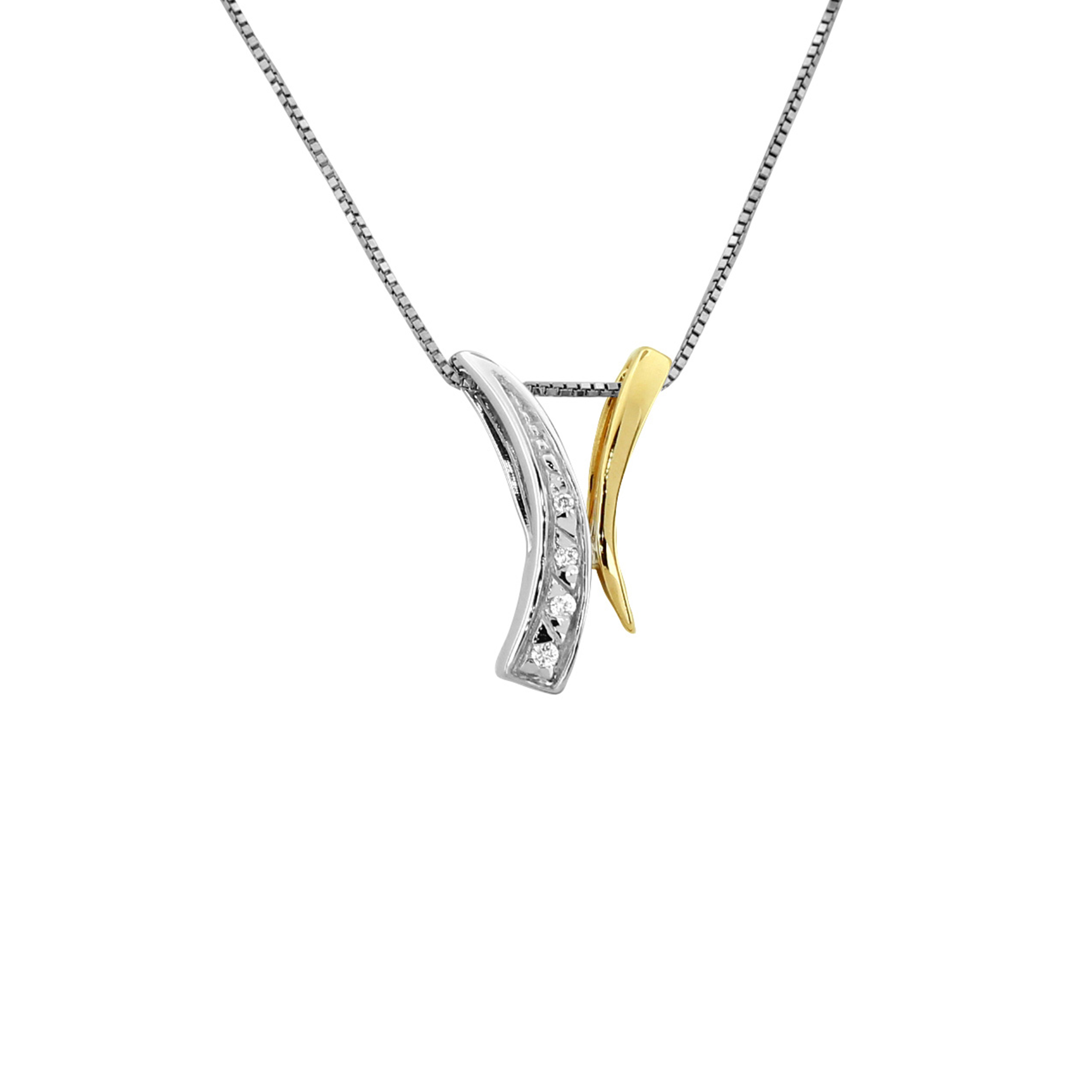 Pandantiv cu lant din aur 18K cu 0,04 ct diamante naturale