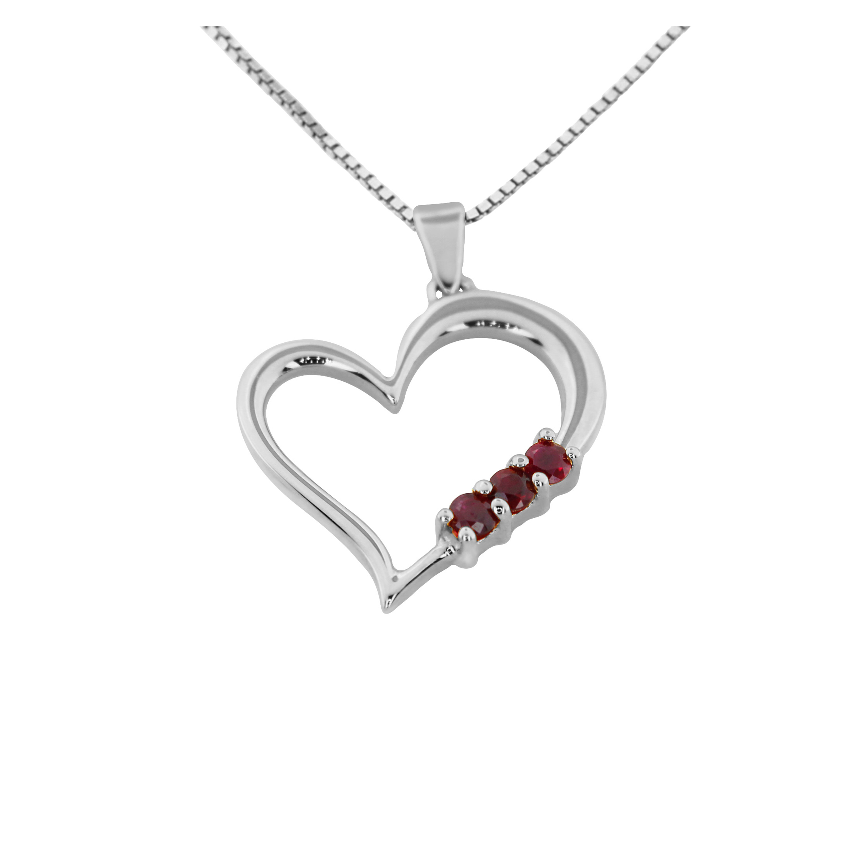 Pandantiv inima cu lant din aur 18K cu 0,33 ct rubine naturale